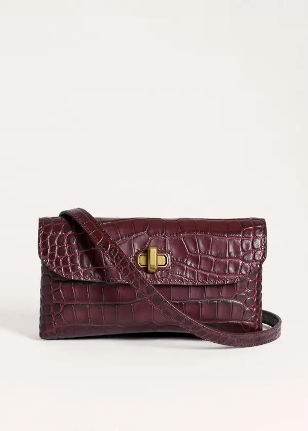 ME+EM Small Croc-effect Pouch - Bordeaux