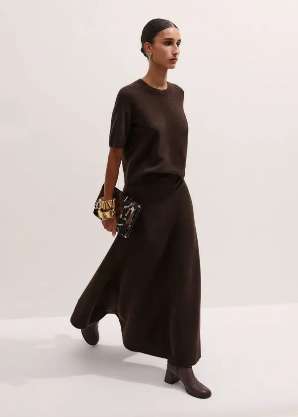 ME+EM Felted Merino Relaxed Knit Maxi Skirt