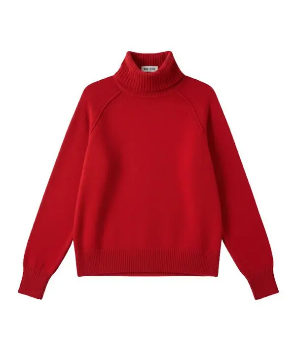 ME+EM Cashmere Relaxed Jumper With Snood - True Scarlet Red
