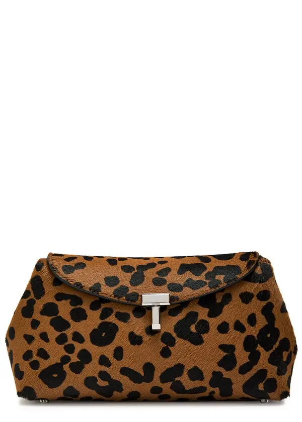 TOTÊME T-lock Mini Print Calf Hair Clutch - Leopard