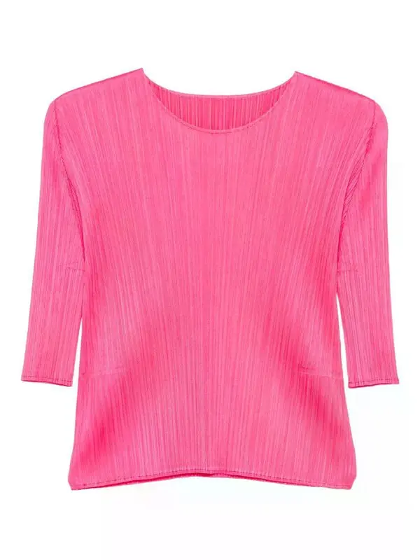 Issey Miyake Pleated Three-quarter Sleeve Top