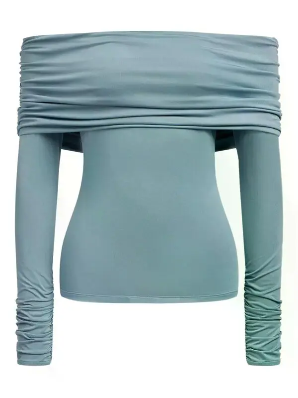 12 STOREEZ Draped Off-the-shoulder Top - Blue