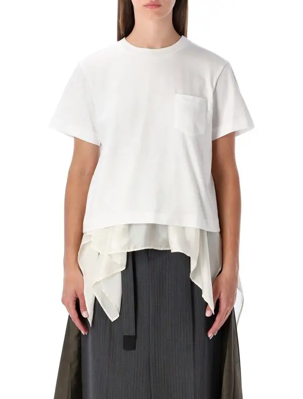 Sacai T-shirt With Voile Back Insert