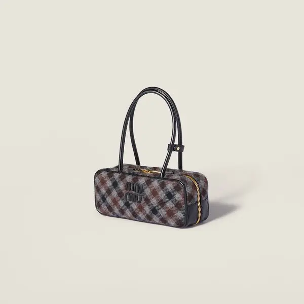 Miu Miu Beau Plaid And Leather Bag