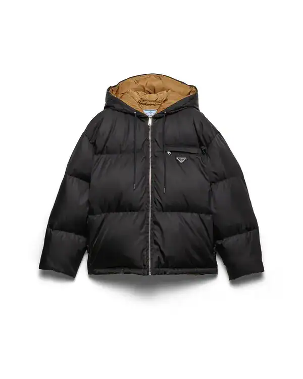 Prada Re-Nylon Gabardine Down Jacket In Black | Editorialist