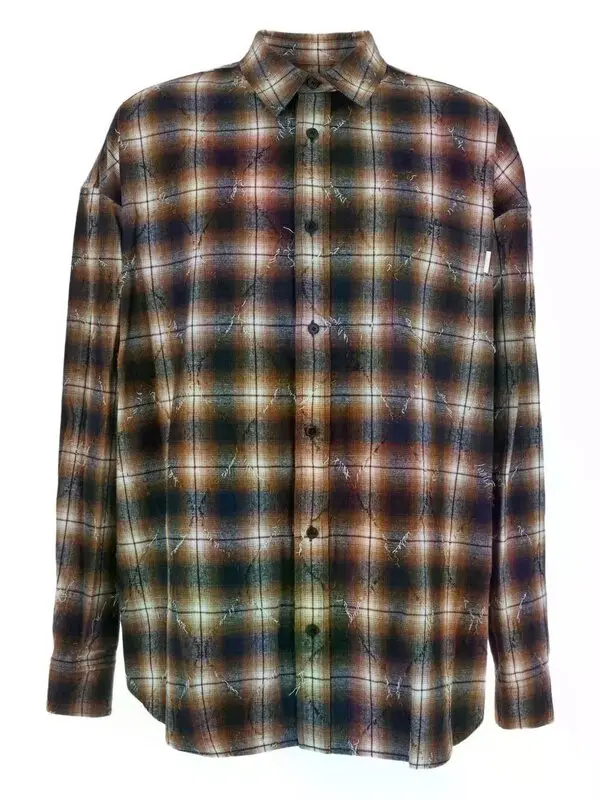 JUUN.J Distressed Checked Shirt - Brown