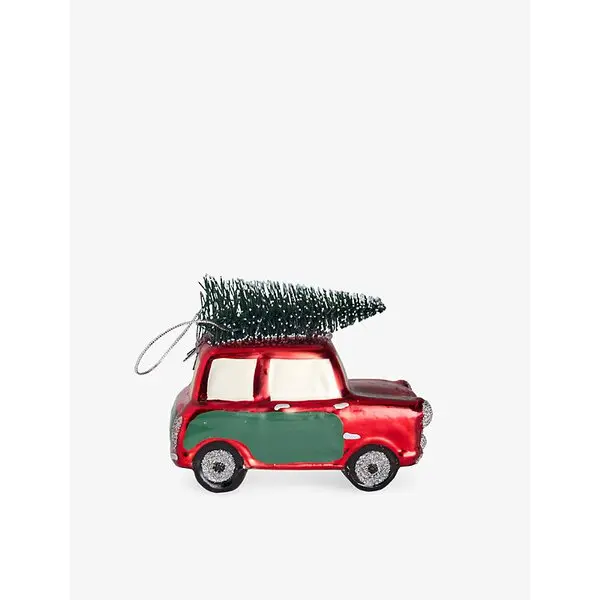 SELFRIDGES EDIT Car With Tree On Top Glass Christmas Decoration