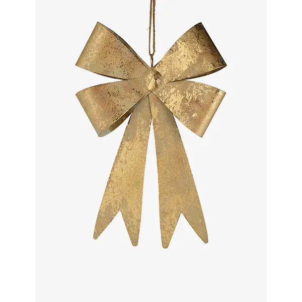 SELFRIDGES EDIT Aged-effect Metal Bow Christmas Decoration