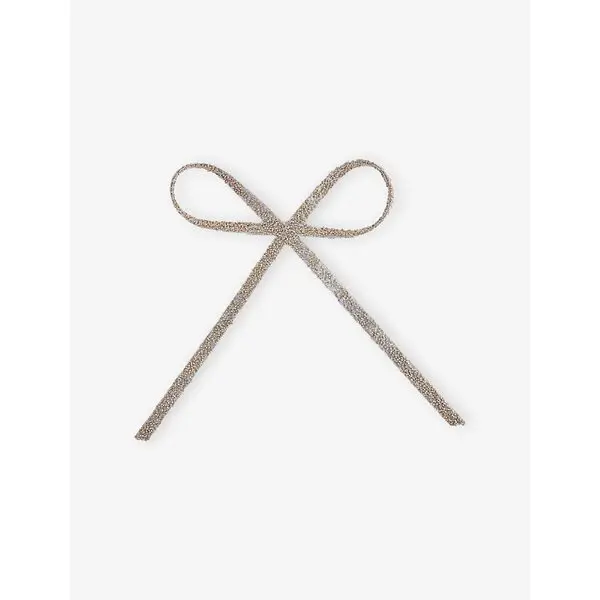 SELFRIDGES EDIT Bead-embellished Bow With Clip Christmas Decoration