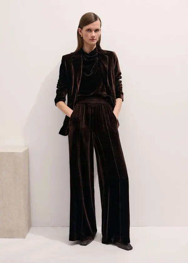 ME+EM Wide-leg Velvet Trousers