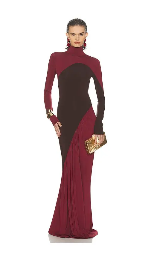 HELSA The Abstraction Color Blocked Jersey Dress - Coffee Bean & Currant