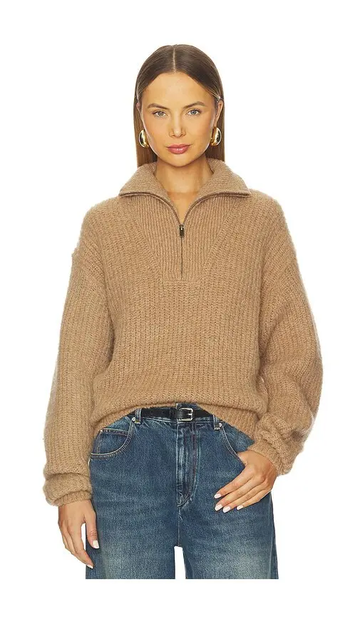 Isabel Marant Danita Quarter Zip Sweater - Taupe