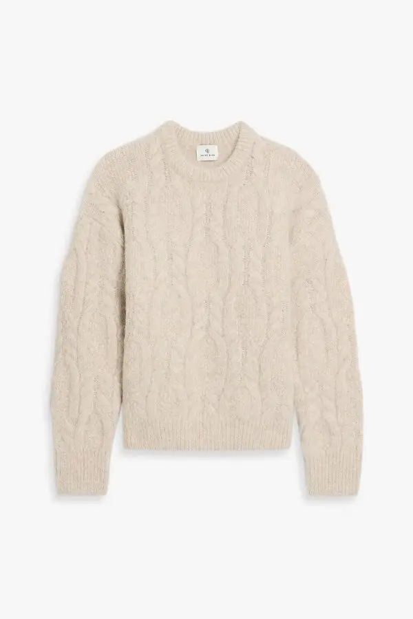 ANINE BING Marisol Cable-knit Alpaca-blend Sweater