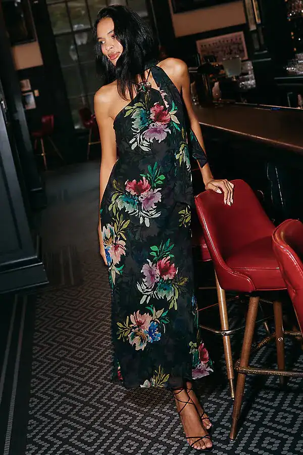 Anthropologie Hardware Halter Scarf Slip Maxi Dress In Black Multi Floral -  61% Off | Editorialist