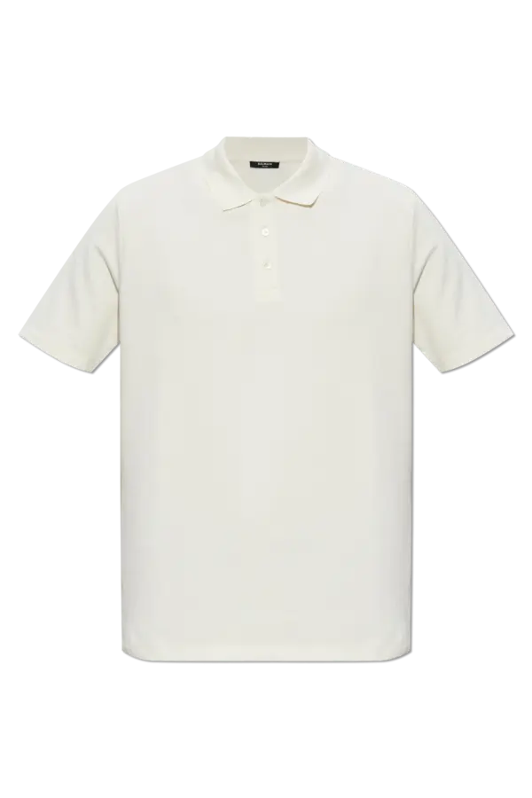 Balmain Polo With Embroidered Logo - Cream
