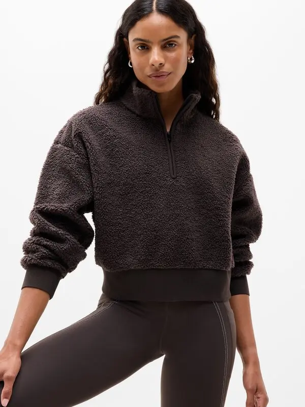 Athleta Relaxed Fit Fleece Pullover - Truffle
