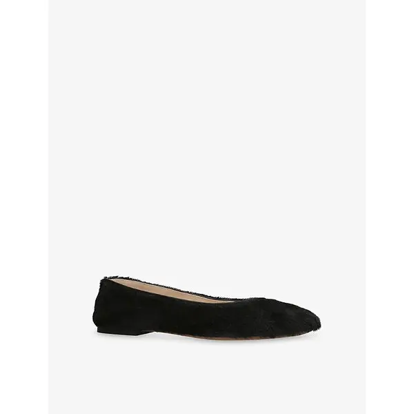 THE ROW Square-toe Pony-hair Ballet Flats