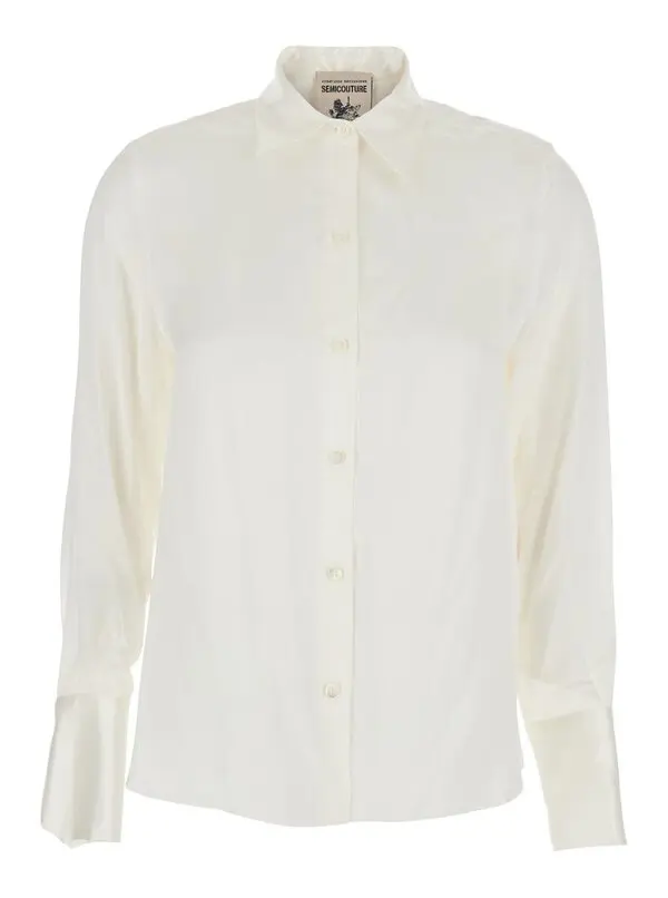 SEMICOUTURE Classic Collar Silk Shirt - White