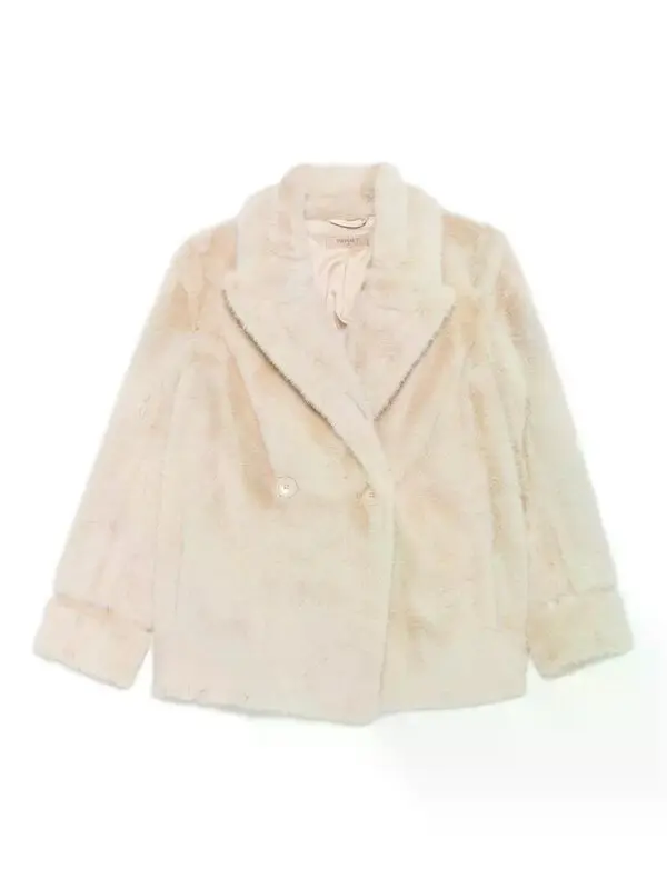 TWINSET Double-breasted Faux Fur Coat - Neutrals