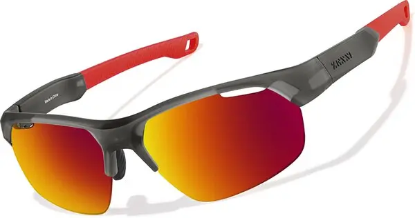 Zenni Wrap-around Half-rim Sunglasses With Strap - Gray