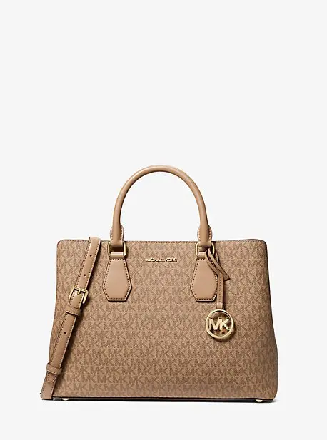 Michael Kors Camille Large Signature Logo Satchel - Natural