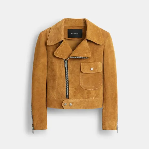 Coach Asymmetrical Suede Moto Jacket