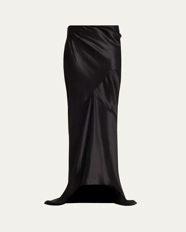 TOM FORD Asymmetric Satin Maxi Skirt - Forest