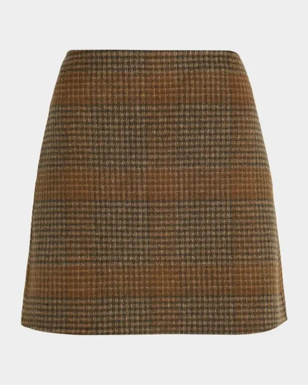 Theory Plaid Tweed Mini Skirt