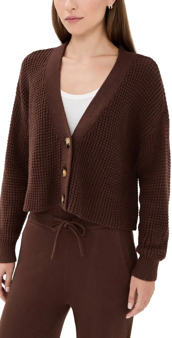 Eberjey Recycled Cotton Cropped Cardigan - Chocolate