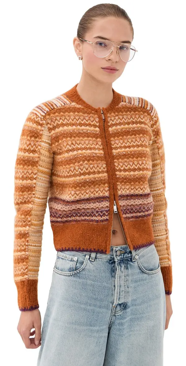 3.1 Phillip Lim Jacquard Alpaca Raglan Zip Cardigan