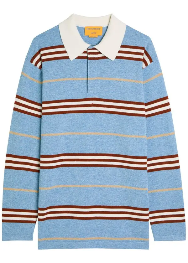 Guest In Residence Striped Cashmere Polo Jumper