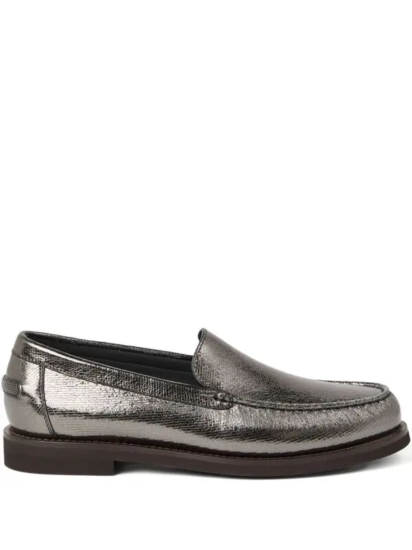 Brunello Cucinelli Leather Loafers - Grey