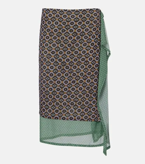 Dries Van Noten Embellished Printed Jersey Midi Skirt - Multicoloured