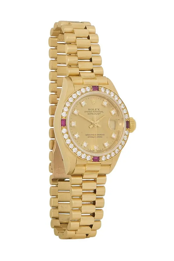 Rolex 18k Yellow Diamond Ruby Datejust 26mm