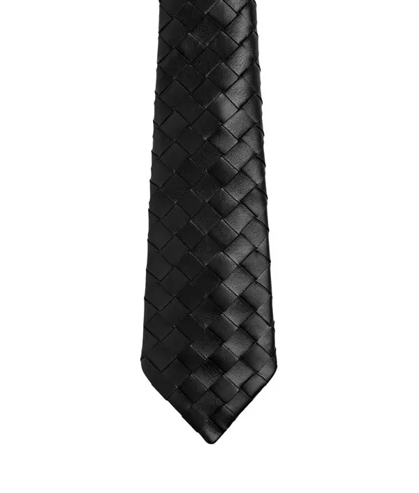 Bottega Veneta Intrecciato Leather Tie - Black