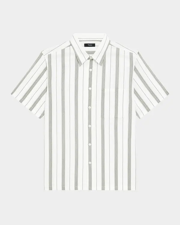 Theory Summer Dobby Stripe Short-sleeve Shirt