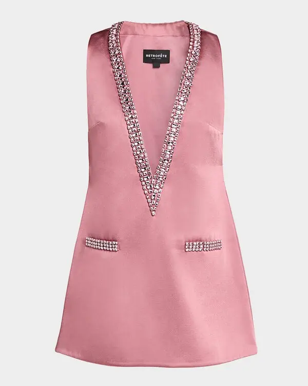 Retrofete Nancie Crystal Mini Dress - Rose