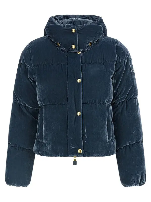 Elisabetta Franchi Quilted Velvet Down Jacket