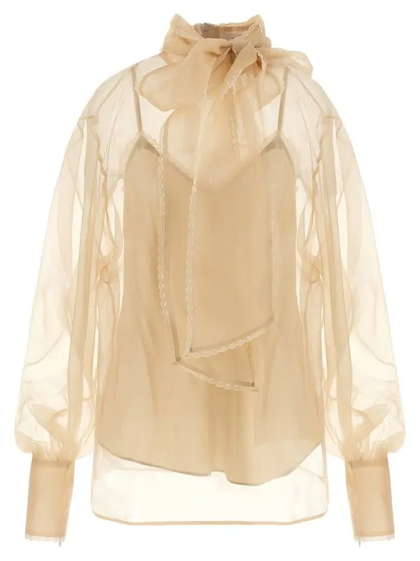 Zimmermann Memento Organza Blouse - Beige