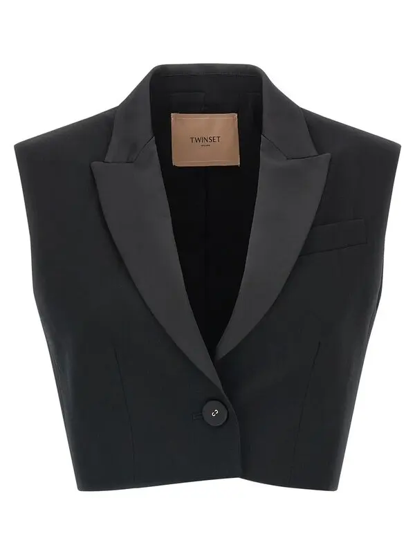 TWINSET Cropped Wool-blend Vest