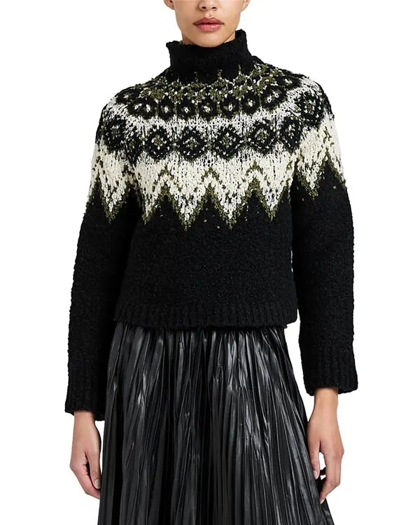 Proenza Schouler White Label Lizzy Textured Fair Isle Sweater - Black Multi