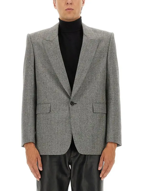 Saint Laurent Single-breasted Wool Flannel Jacket