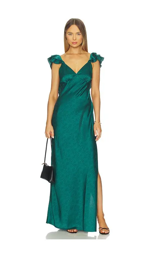 MORE TO COME Becky Ruffle Maxi Dress - Emerald Green
