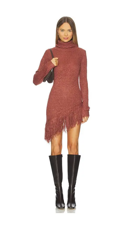 UNDERSTATED LEATHER Fringe Hem Dress