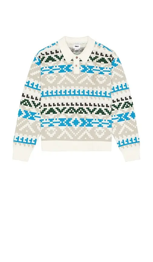 Obey Geo Sweater Polo In White