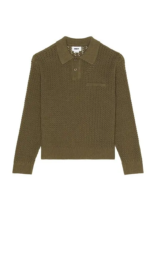 Obey Duane Sweater Polo In Green - Tea Leaf
