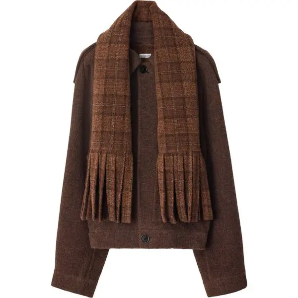 Burberry Wool-blend Jacket With Detachable Scarf