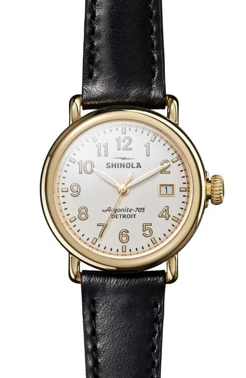 Shinola Runwell Leather Strap Watch