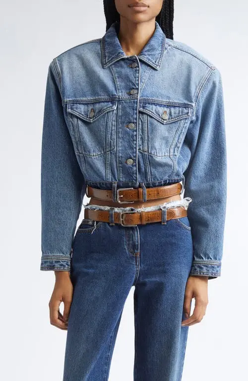 JULIE KEGELS Belted Denim Button-up Shirt