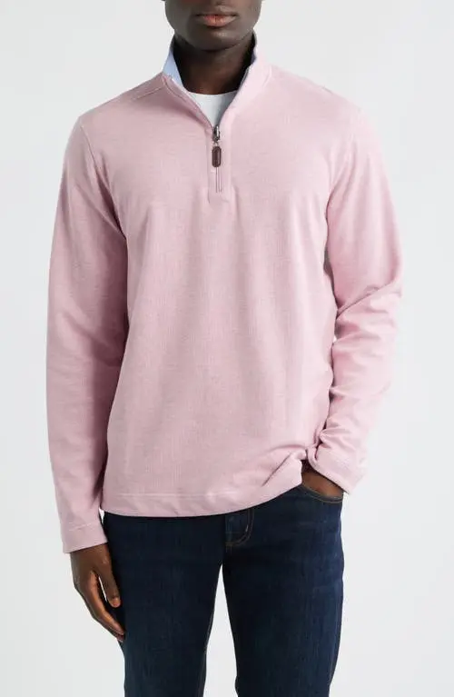 Johnston & Murphy Icon Reversible Cotton Blend Quarter Zip Pullover - Pink/light Blue